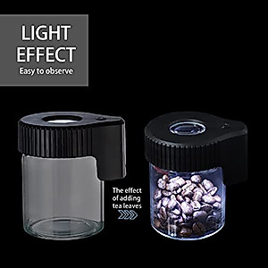 Honeypuff Magnifying Glass Jar with Light, Light-Up LED Transparent Glass Air Tight Storage Jars Magnifying Viewing Jar (Black)