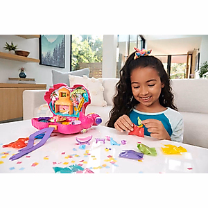 Polly Pocket Flamingo Party Large Compact Playset with 26 Surprises (Including Micro Margo & Friend Dolls), Pop & Swap Feature, Tropical Party Play Areas: Palm Tree Slide & Swing; Banquet; Water Area