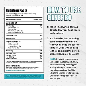 Genepro Unflavored Protein Powder - New Formula - Lactose-Free, Gluten-Free, & Non-GMO Whey Isolate Supplement Shake (3rd Generation, 128 Servings)