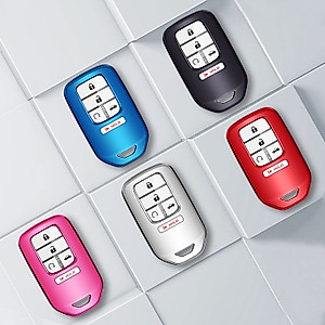 QBUC for Honda Key Fob Cover with Keychain,Soft TPU Full Cover Protection Key Fob Shell Compatible with Honda Accord Civic CRV HRV Pilot Odyssey Passport Smart Remote Key Fob Case (Silver)