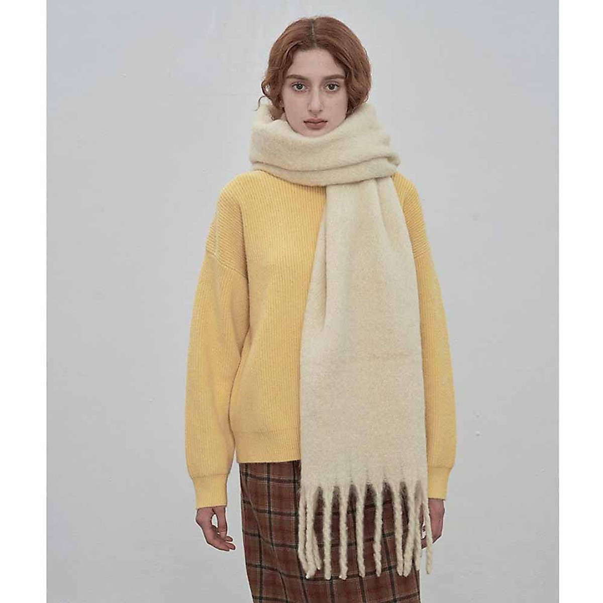 OUNIYA Premium Large Chunky Scarf Colorful Cashmere Feel Oversized Scarves Blanket Soft Big Wool Thick Winter Warm Women