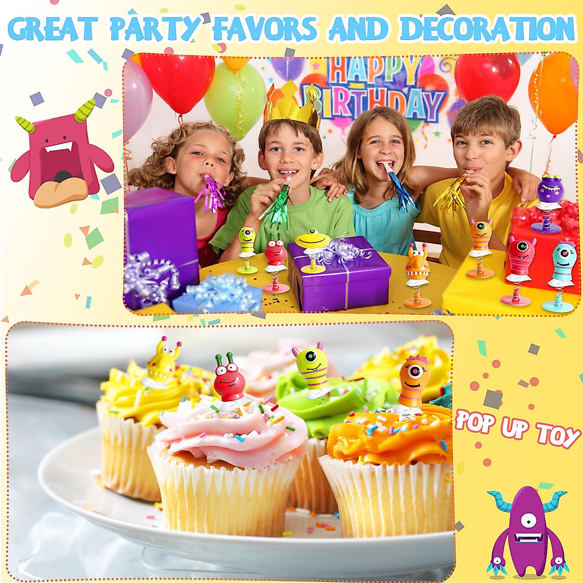 Eerrhhaq 30 PCS Spring Launchers Toys,Big Eye Monster Jumping Popper Toy,Pop Up Bouncy Spring Toys for Kids,Pinata Toys,Goodie Bags,Classroom Prizes