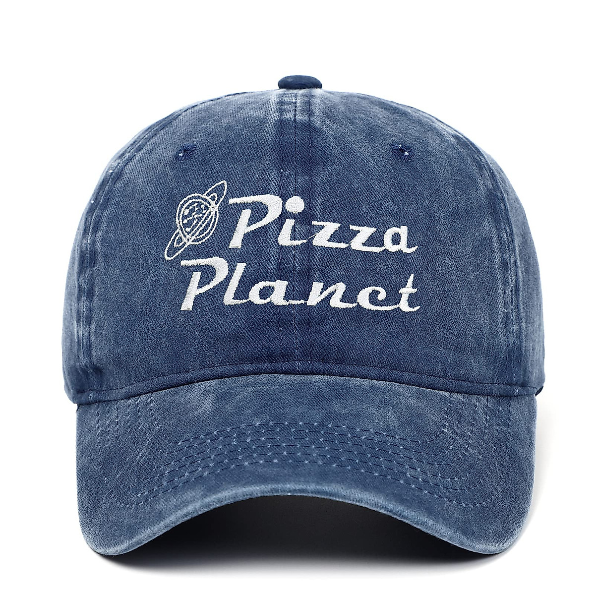 YUNXIBASECAP Pizza Planet Hat Baseball Cap Embroidery Dad Hat Aadjustable Cotton Adult Sports Hat Unisex(Navy Blue Washed Pizza Plane)