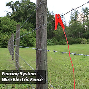 QMARK 2 Pack Electric Fence Jumper Leads Cable with Crocodile Clip,Fencing System Wire, Energizer Connector,Solar Electric Fence Connector Green and Red New Version(O-Terminal)