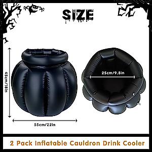 2 Pieces Inflatable Cauldron Drink Cooler Happy Halloween Party Beverage Holder Inflatable Coin Pot Cauldron Drink Cooler with Drain Plug for Halloween Parties Food Drink Holder Cooler Containers