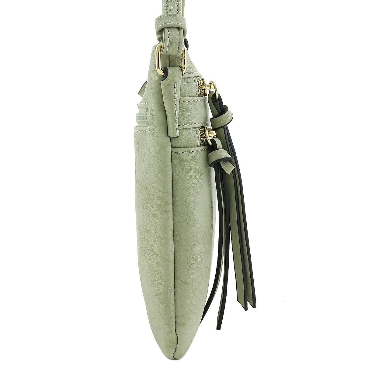Functional Multi Zip Pocket Crossbody Bag (Grey)