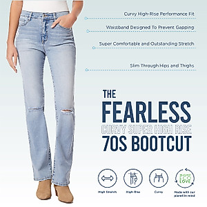 WallFlower Women's Fearless Curvy 70s Bootcut Denim Super High-Rise Insta Vintage Juniors Jeans, Jaylene, 3