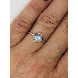 Koral Jewelry Square Moonstone Delicate Ring 925 Sterling Silver Ethnic Vintage Tribal Gipsy Boho Look (9)