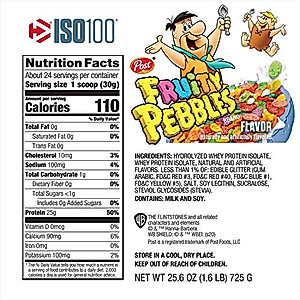 ISO100 Hydrolyzed 100 Whey Protein Isolate Fruity Pebbles (1.6 Lbs. / 24 Servings)