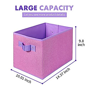 ShellKingdom Storage Bins, Foldable Storage Baskets for Shelves, Closets, Home Organizing, with Reinforced Handles, 14.37 x 10 x 9.8 inches, 3 Pack - Lavender