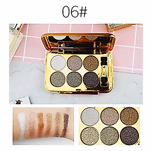 Glitter Eyeshadow Palette Makeup Set,6 Colors Shimmer Eyeshadow Palette Gold Eyeshadow Highly Pigmented Long Lasting Waterproof Sweatproof Professional Nude Eyeshadow Palette Make Up Palettes for Women Warm Natural Neutral Smokey Eye Eyeshadow Palette(#06