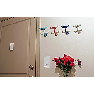 Set of 4 Cast Iron Whale Tail Wall Hooks Nautical Decorative Towel or Coat Hanging Beach House Coastal Accent Decor