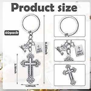 Loetere 40 Pcs Christmas Holy Bible Pendants Keyrings Jesus Christian Cross Keychain Favors Religious Key Holders Gifts