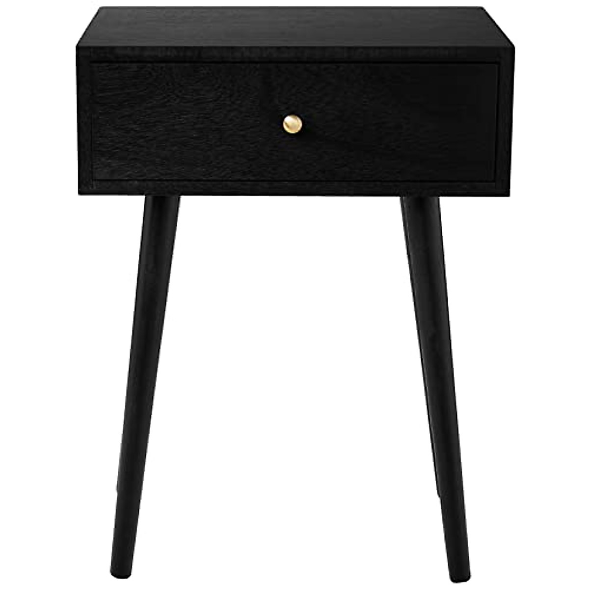 Decor Therapy Mid Century 1-Drawer Wood Side Table, 23.5" x 18" x 14", Black