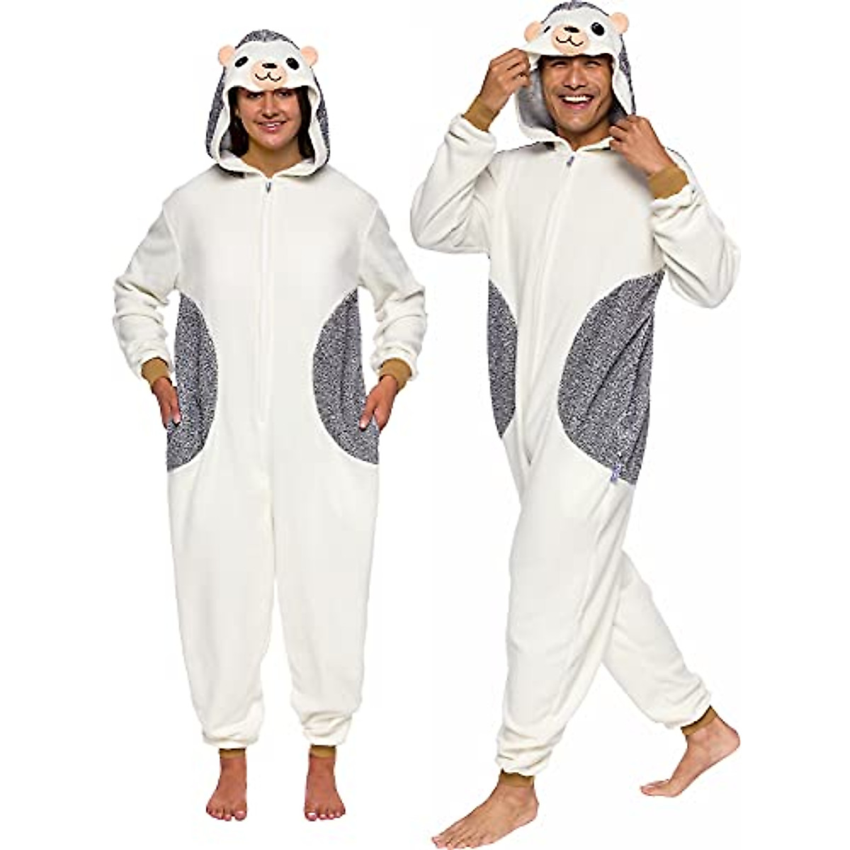 Funziez! Hedgehog Adult Onesie - Animal Halloween Costume - Plush Dalmatian One Piece Cosplay Suit for Adults, Women and Men