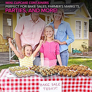 Stock Your Home Mini Disposable Plastic Cupcake Containers (20 Pack) 12 - Count Tray Compartment, Small or Mini Cupcakes Box/Holder/Carrier with Clear Connected Dome Lid, BPA Free