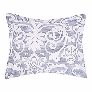 Amazon Basics Ultra-Soft Lightweight Microfiber Reversible Comforter Bedding Set, King, Gray Medallion