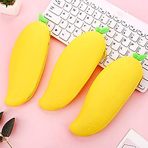 Pencil Pouch, Carrot Banana Fruit Silicone Pencil Case Storage Pen Bag Coin Purse Key Wallet - Eggplant