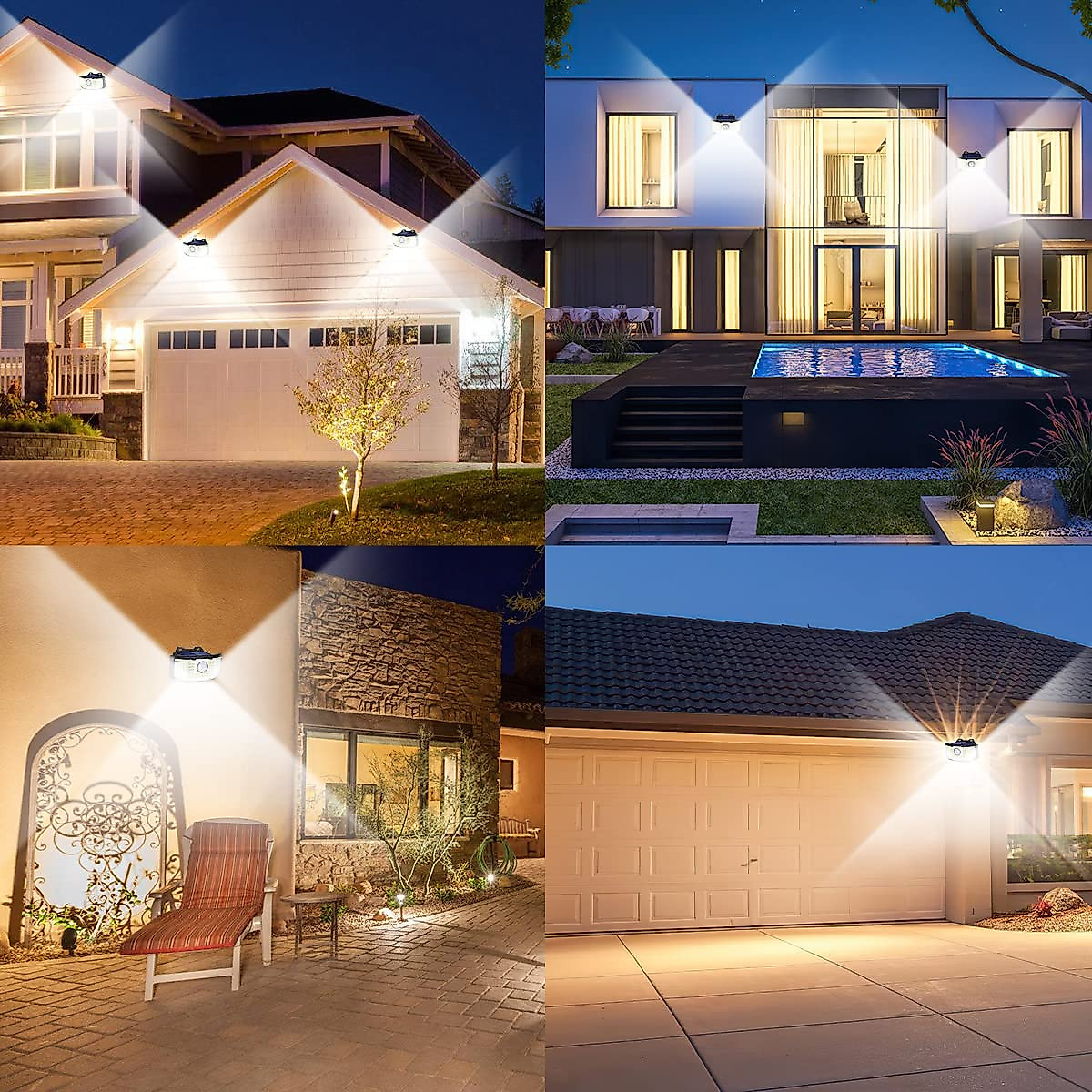 TWINSLUXES Solar Outdoor Lights, 3 Lighting Modes Solar Motion Sensor Security Lights, Solar Flood Lights 270°Wide Angle, IP65 Solar Wall Lights,Suitable for Front Door, Yard, Garage, Deck 2 Pack