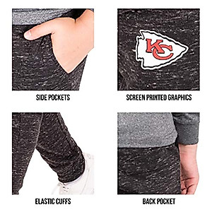 Ultra Game NFL Kansas City Chiefs Boys Extra Soft Black Snow Fleece Jogger Sweatpants, Black Snow, 18/20