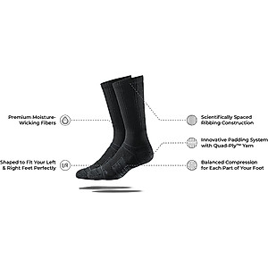 Strideline Men's and Women's Premium Athletic Socks, Crew-length (3-pack) Black, Medium-Large