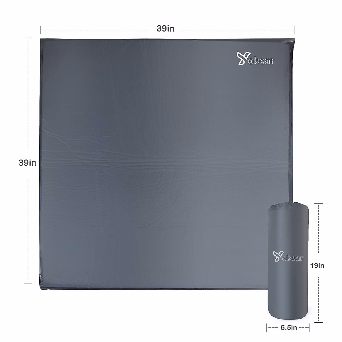 Yobear Extra Thick Baby Play Mat for Playard Playpen 40"X 40", Self Inflating Square Playpen Mat, Waterproof Kids Teepee Play Tent Mat - Greenblack