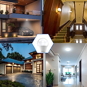 RIMOL Radar Motion Sensor Outdoor Light Bulb, 12 Watts (100 Watt Equivalent) A19 Daylight LED Bulbs Motion Detector Light Bulbs for Outside, Porch, Garage, E26 Base, 2 Pack