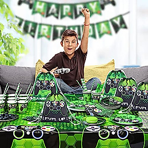 WERNNSAI Video Game Party Loot Bags - 12 Pack 10'' x 12'' Game On Theme Gifts Bags for Boys Drawstring Backpack Goodie Candy Favor Bags Birthday Party Supplies