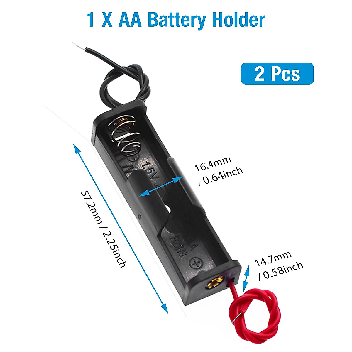 QTEATAK 8 Pack AA Battery Holder Bundle with Wire 1 AA Battery Holder 1.5V, 2 Pcs, 2 AA Battery Holder 3V, 2 Pcs, 3 AA Battery Holder 4.5V, 2 Pcs, 4 AA Battery Holder 6V, 2 Pcs