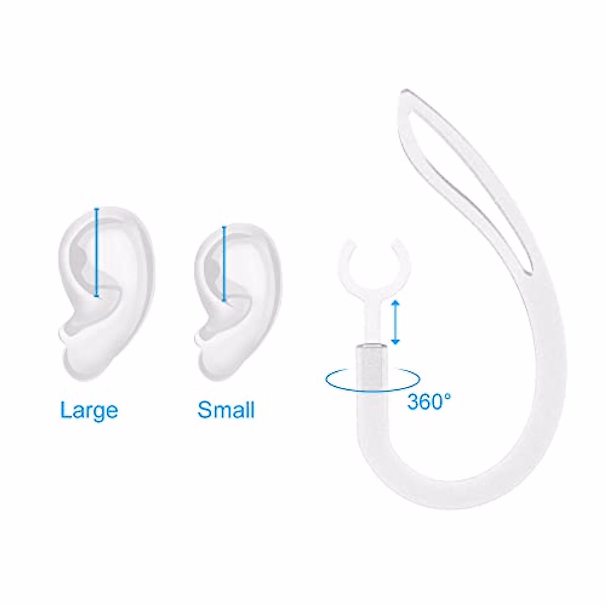 Marnana Ear Hooks, Flexible Ear Piece Clamp, Universal 0.24 Inches Clear Replacement Ear Loop Clips for Single Ear Bluetooth Heaset - Set of 4