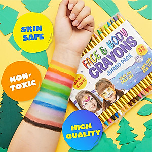 42PCS Face and Body Paint Crayons, Face Painting Kit Safe and Non-Toxic Ultimate Party Pack Including 14 Metallic Colors for Birthday Makeup Party Supplies, Festivals, Easter Gifts for Kids