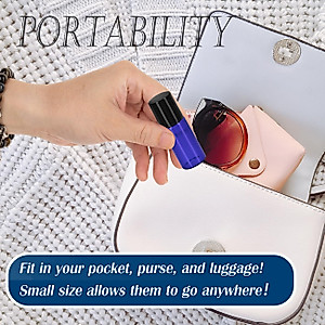 ZEJIA 3ml Roller Bottles 24Pack Cobalt Blue Thick Glass Essential Oil Roller Bottles Stainless Steel Roller Ball with 2 Droppers