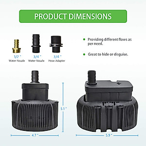 SurmountWay Pool Cover Pump Above Ground，850 GPH, 3 Adapters Swimming Pool Cover Pump with 16 Foot Heavy-Duty Kink Proof Hose (Black)