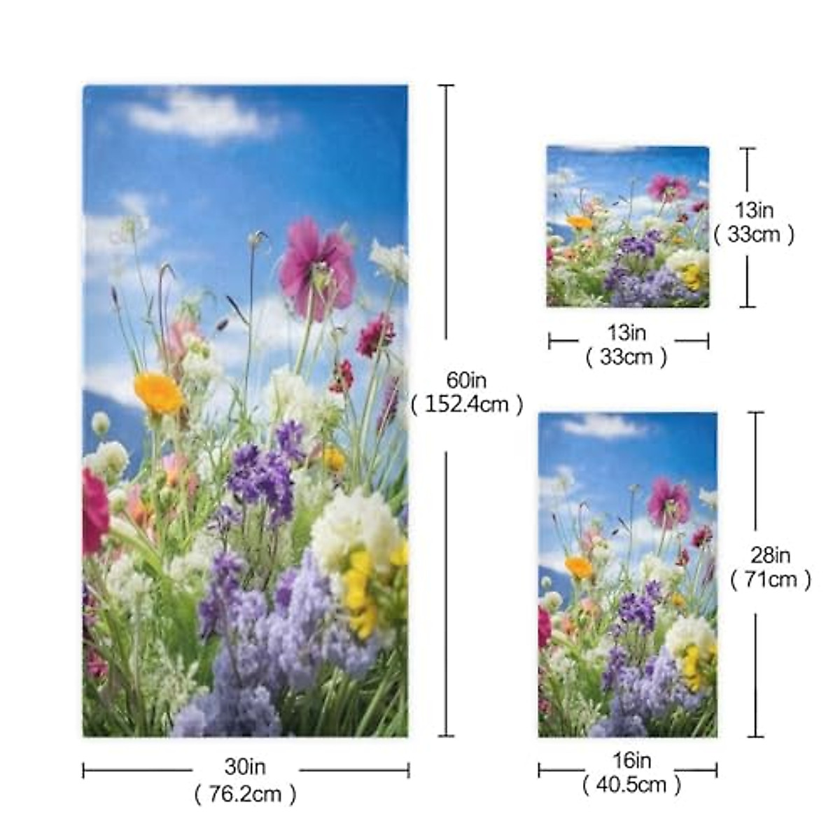 Flradish Flower Towels 3 Pack Bath Towels for Bathroom Set Soft Cotton Highly Absorbent Lightweight & Quickdry Towel Set 1 Bath Towel,1 Hand Towel,1 Washclothe