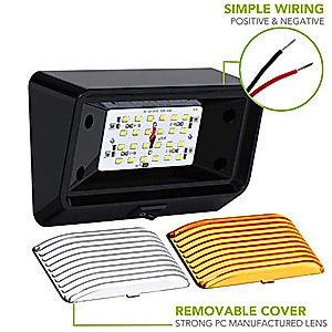 Leisure LED 2 Pack RV Exterior Porch Utility Light with Switch 12v 280 Lumen Lighting Fixture. Replacement Lighting for RVs, Trailers, Campers, 5th Wheels Black Base Clear & Amber Len (Black, 2-Pack)