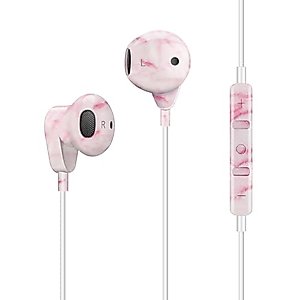XNMOA Wired Headphones for iPhone 13/13 Mini / 13 Pro/13 Pro Max,Wired iPhone Earphones with Microphone,Headphones for School/Travel/Tablet, Pink Marble
