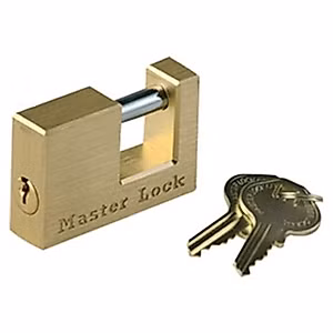 Master Lock 605DAT Shackle 15/16" Length x 7/16" Inner Width, 2" Body Width, Solid Brass Coupler Lock, Gold