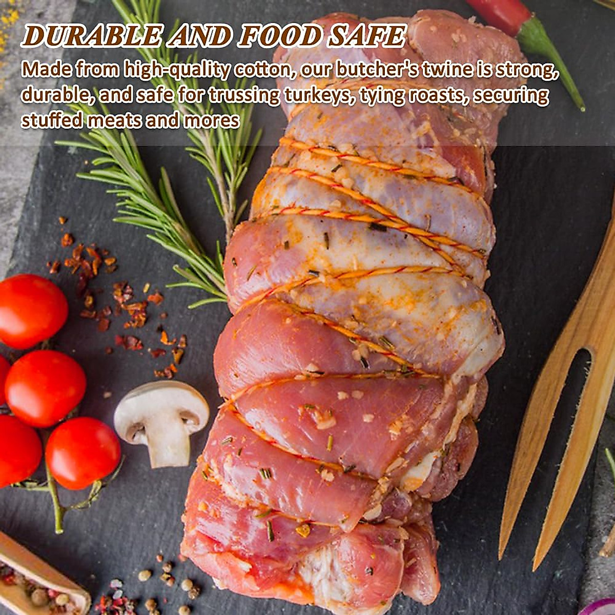 Tenn Well Butchers Twine, 328 Feet 2mm Food Safe Cooking Twine, Red and White Kitchen Twine for Roasting, Baking, Trussing Turkey, Tying Meat and More