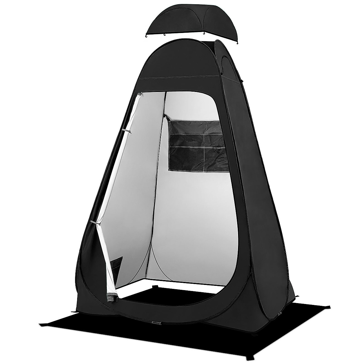 BRIAN & DANY Pop Up Shower Tent, Portable Changing Tent with Rain Shelter & Windows, Privacy Camping Tent for Hiking Beach, UPF 50+ & Waterproof, 47.2" x 47.2" x 74.8", Black