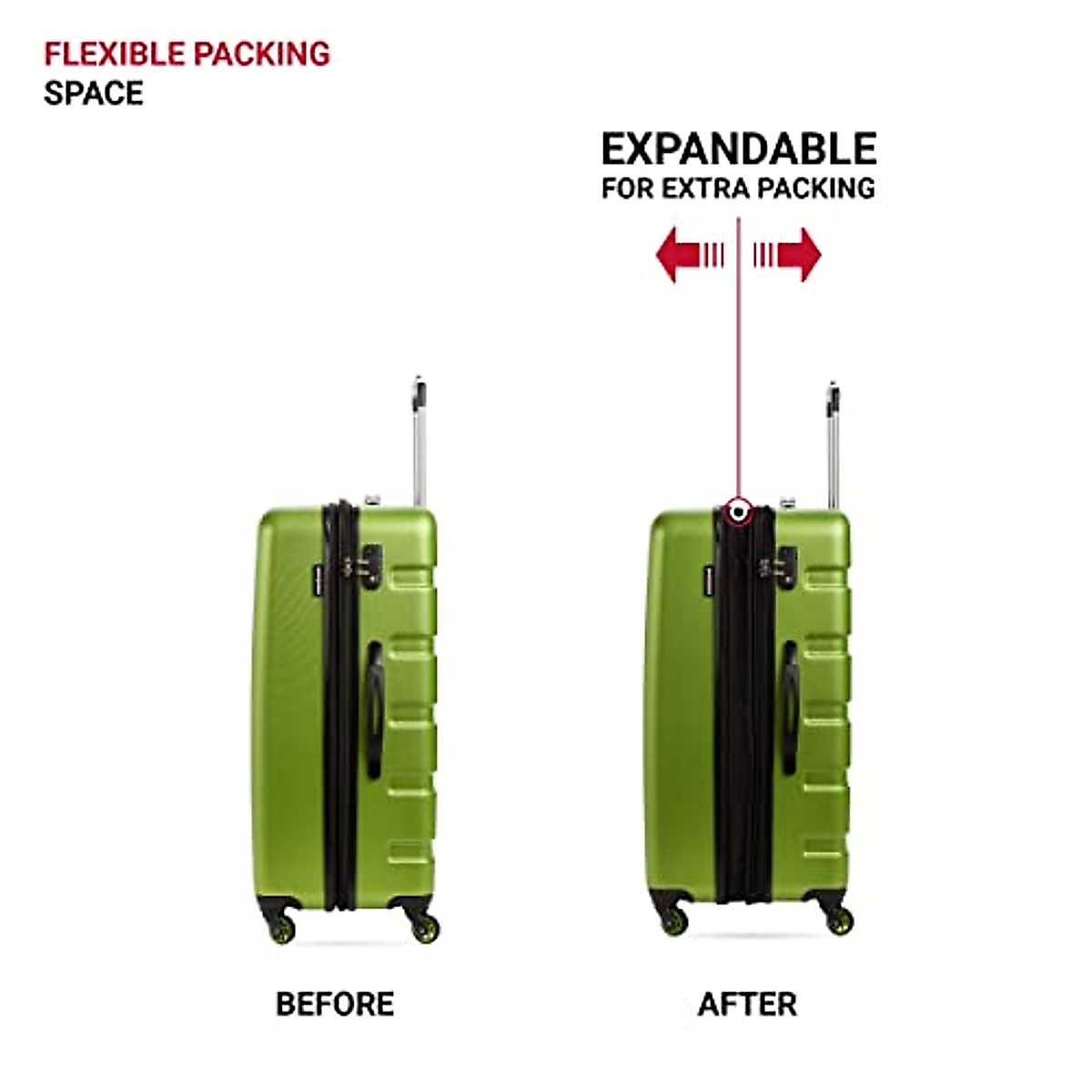 SwissGear 7366 Hardside Expandable Luggage with Spinner Wheels, Green, 3-Piece Set (19/23/27)