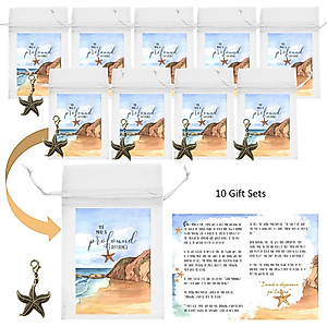 Smiling Wisdom - Bulk 10 Gift Sets - The Starfish Story - You Make a Profound Difference Employee Appreciation Greeting Card and Bronze Charm Keepsakes (10 Charms)