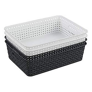 Vcansay Plastic Storage Basket Tray, 4 Packs