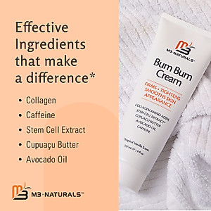 Bum Bum Cream with Lemon Vanilla Scent 2-in-1 Skin Care Cellulite Cream and Massage Lotion - Non-Greasy Skin Tightening Cream for Firm Butt, Belly & Thighs with Cupuaçu Collagen and Caffeine - 8 Fl Oz