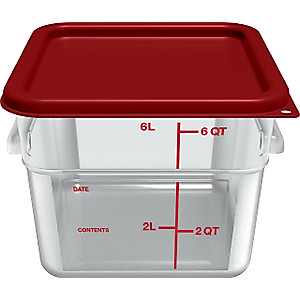 Carlisle FoodService Products Squares Square Food Storage Container Lid with Stackable Design for Catering, Buffets, Restaurants, Proprietary Blend, 6 To 8 Quarts, Red