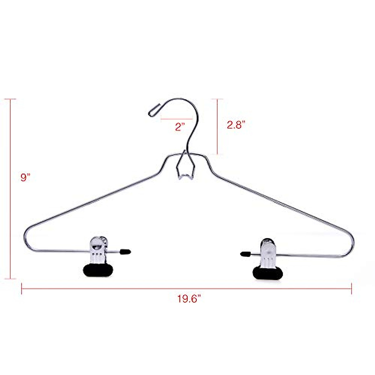 6 Quality Add-On Skirt Blouse Hanger Heavy-Duty Add-On Skirt Hangers with Clips, Multi Stackable Add on Hangers, Adjustable Wide Clip Pants Hanger, Chrome (Skirt Hanger - Wide Clips, 6)