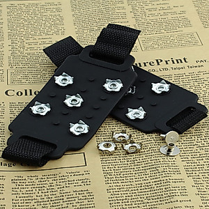 Snow Traction Cleats, Ice Cleats Crampons Traction Snow Grips for Boots Shoes, Non-Slip Outdoor Sports Shoe Crampons Ice Grip for Ice Snow, Winter Hiking Climbing Ice Fishing Black