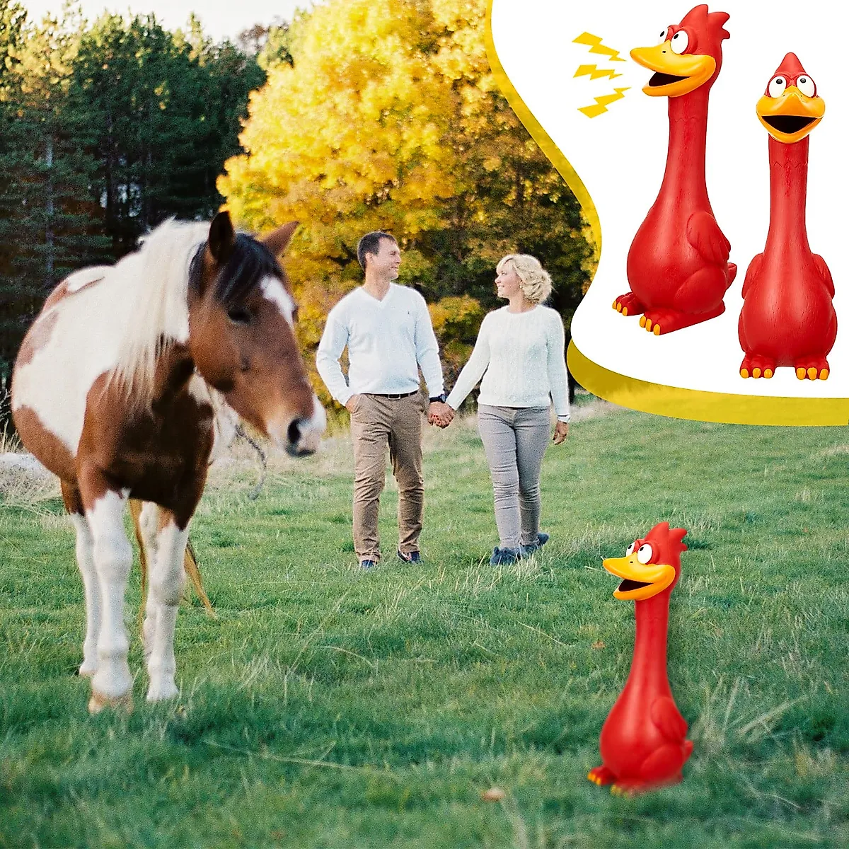 Hungdao 1 Pcs Horse Toys Latex Squeaky Squeeze Chicken Squeak Turkey Balls for Play Fake Screaming Chicken Toys for Horses Soccer Ball for Reduce Separation Anxiety Noise Maker (Red)