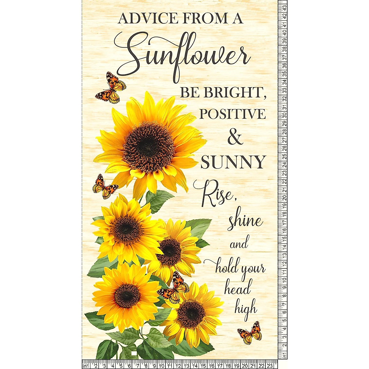Advice from a Sunflower by Timeless Treasures Inspirational Flower Cotton Quilt Panel 23"" x 43"", CD2921-CREAM