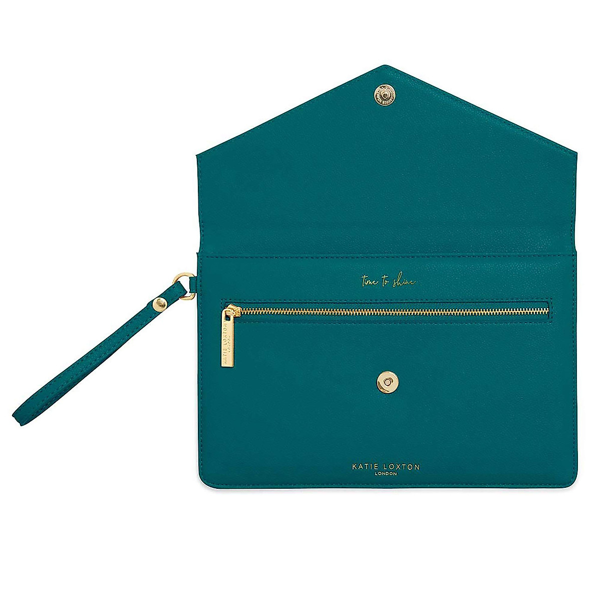 KATIE LOXTON Esme Time to Shine Womens Vegan Leather Envelope Clutch Wristlet Bag Forest Green