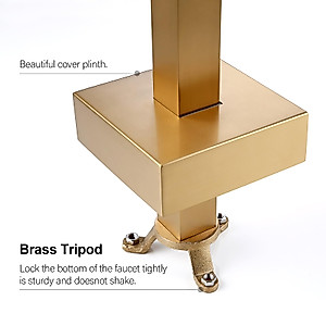 BAGNOLUX Bathtub Faucet Tub Filler Floor Mount Bathroom Faucets Brass Single Handle with Hand Shower (Waterfall Style B, Brushed Brass)